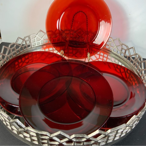 Anchor Hocking | Dining | Dinner Plates Ruby Red Depression Glass ...